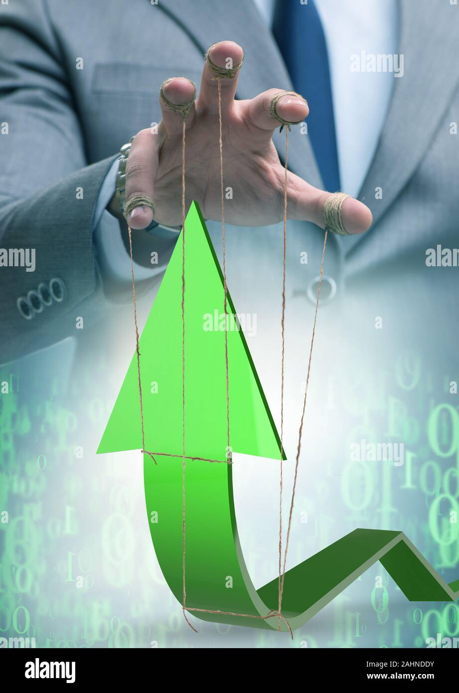 The hand supporting the growth chart line Stock Photo - Alamy