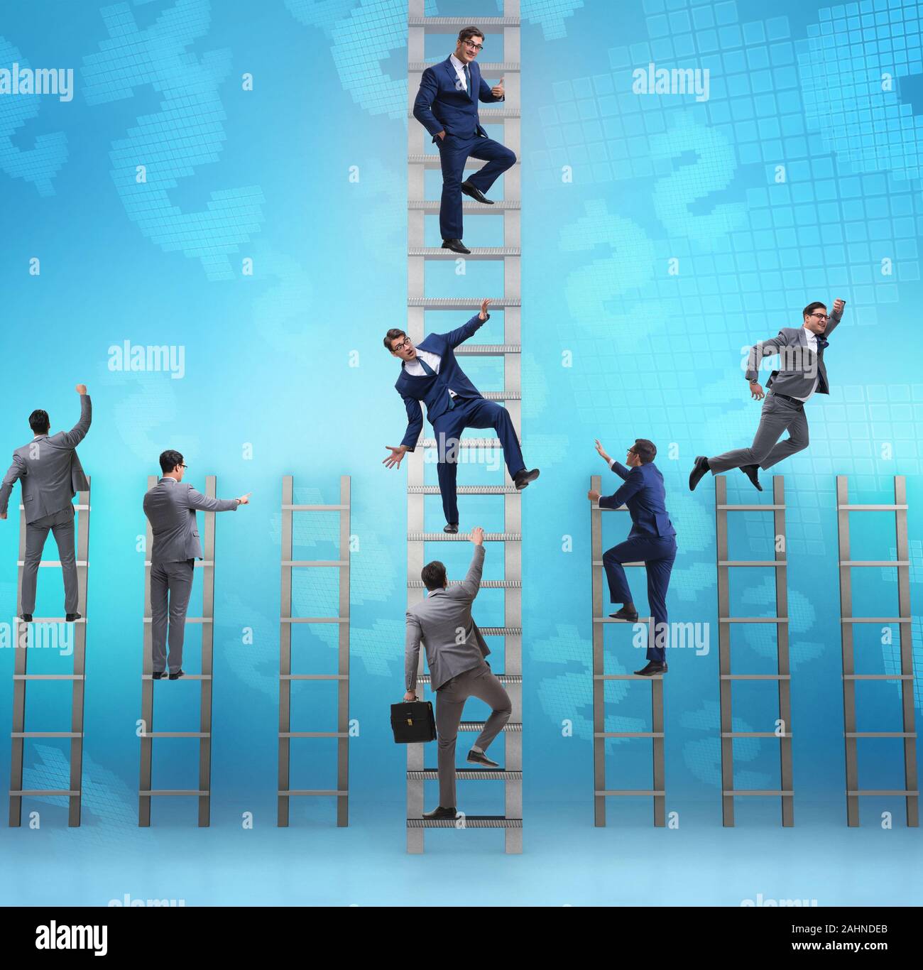 The competition concept with businessman beating competitors Stock ...