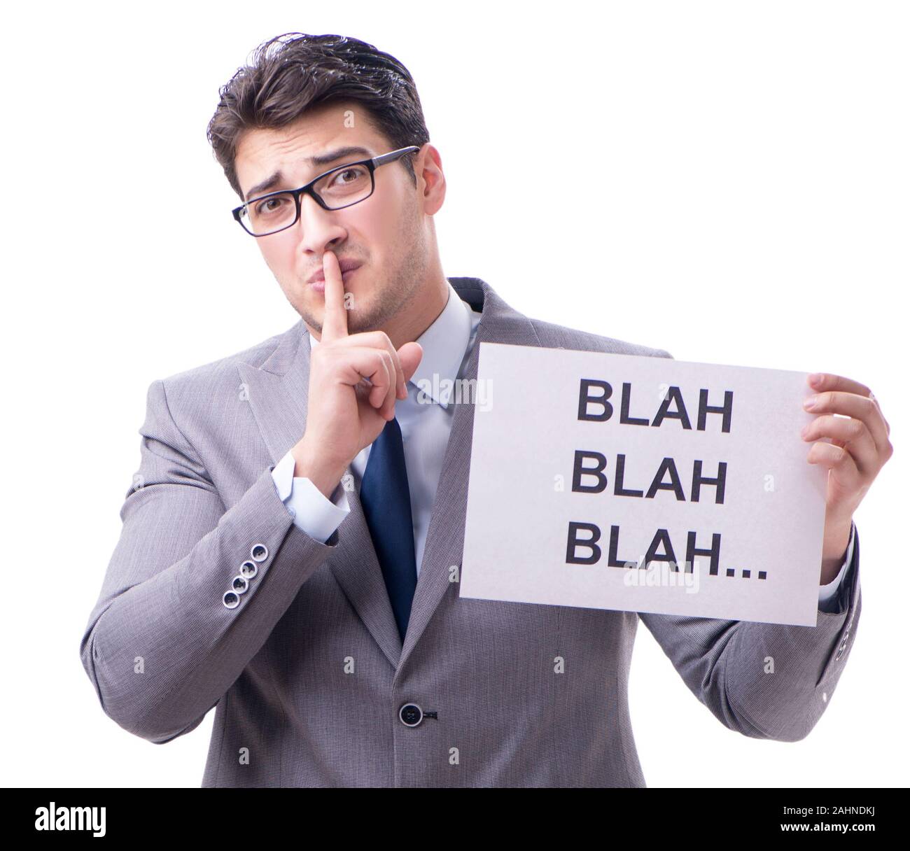 The businessman telling lies isolated on white background Stock Photo ...