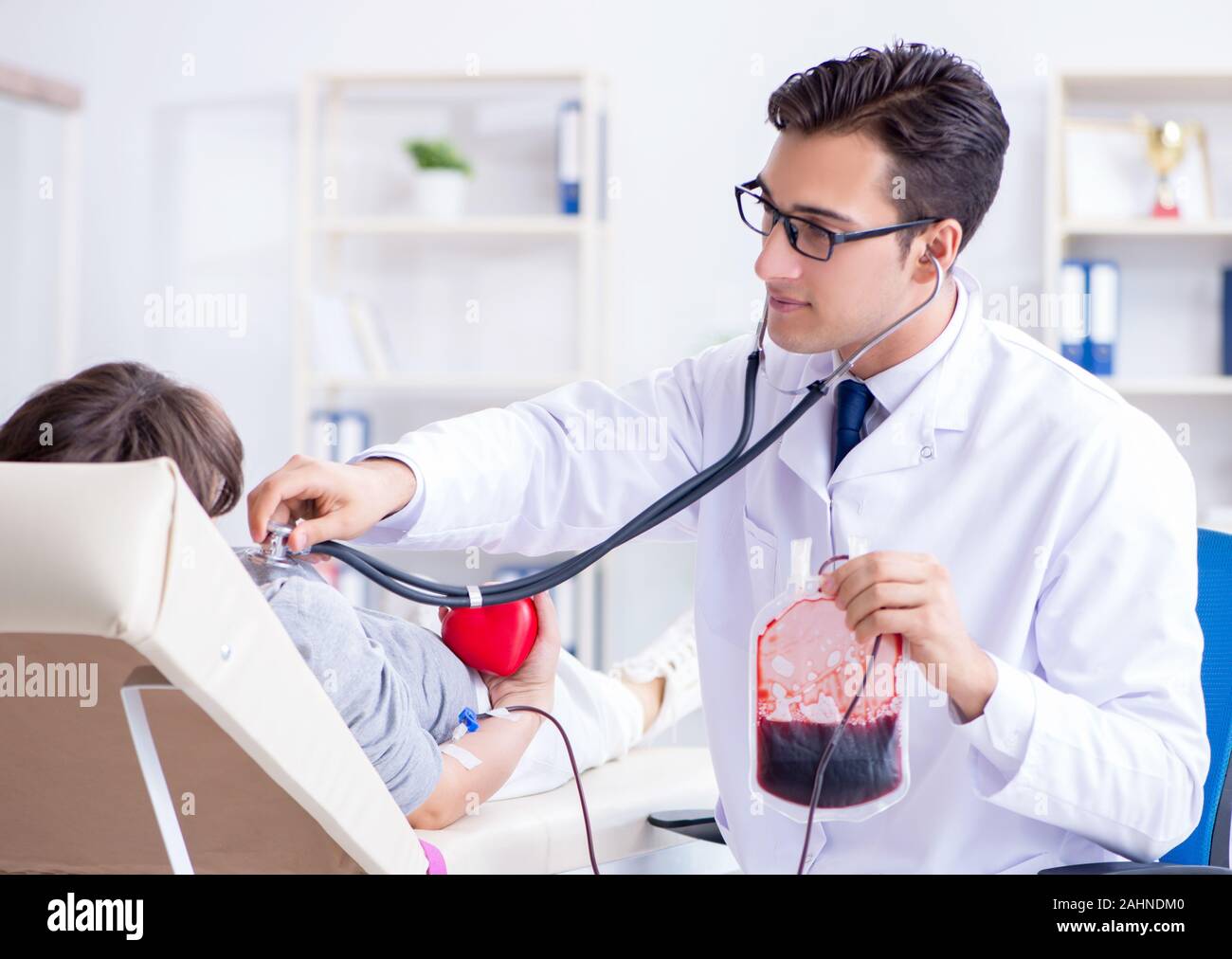 Patient getting blood transfusion in hospital clinic Stock Photo - Alamy