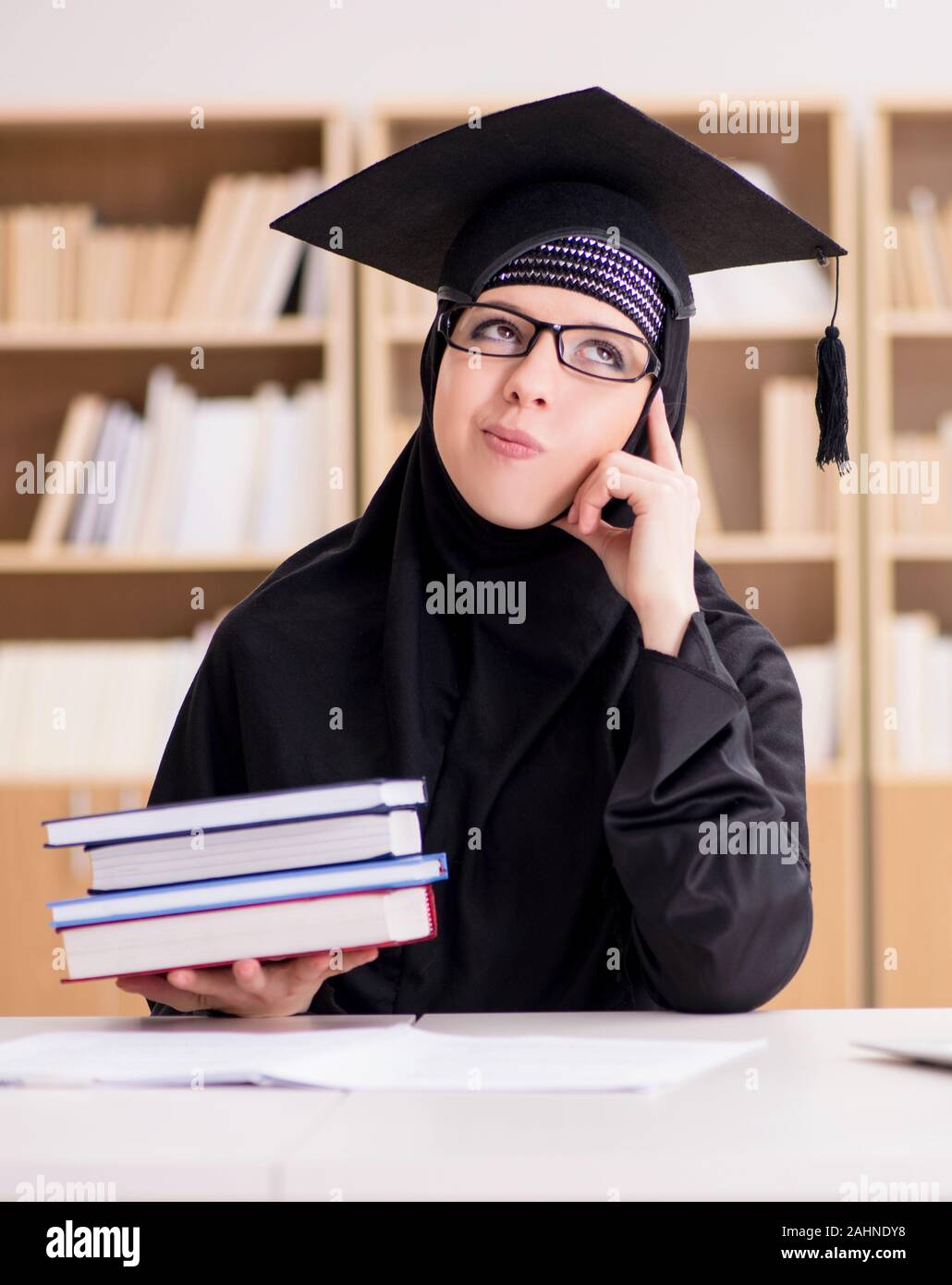 The muslim girl in hijab studying preparing for exams Stock Photo - Alamy
