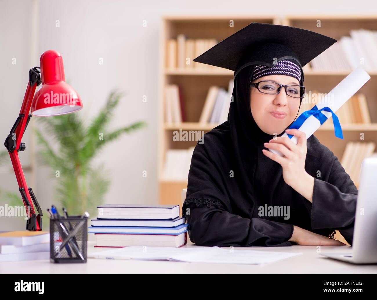 The muslim girl in hijab studying preparing for exams Stock Photo - Alamy