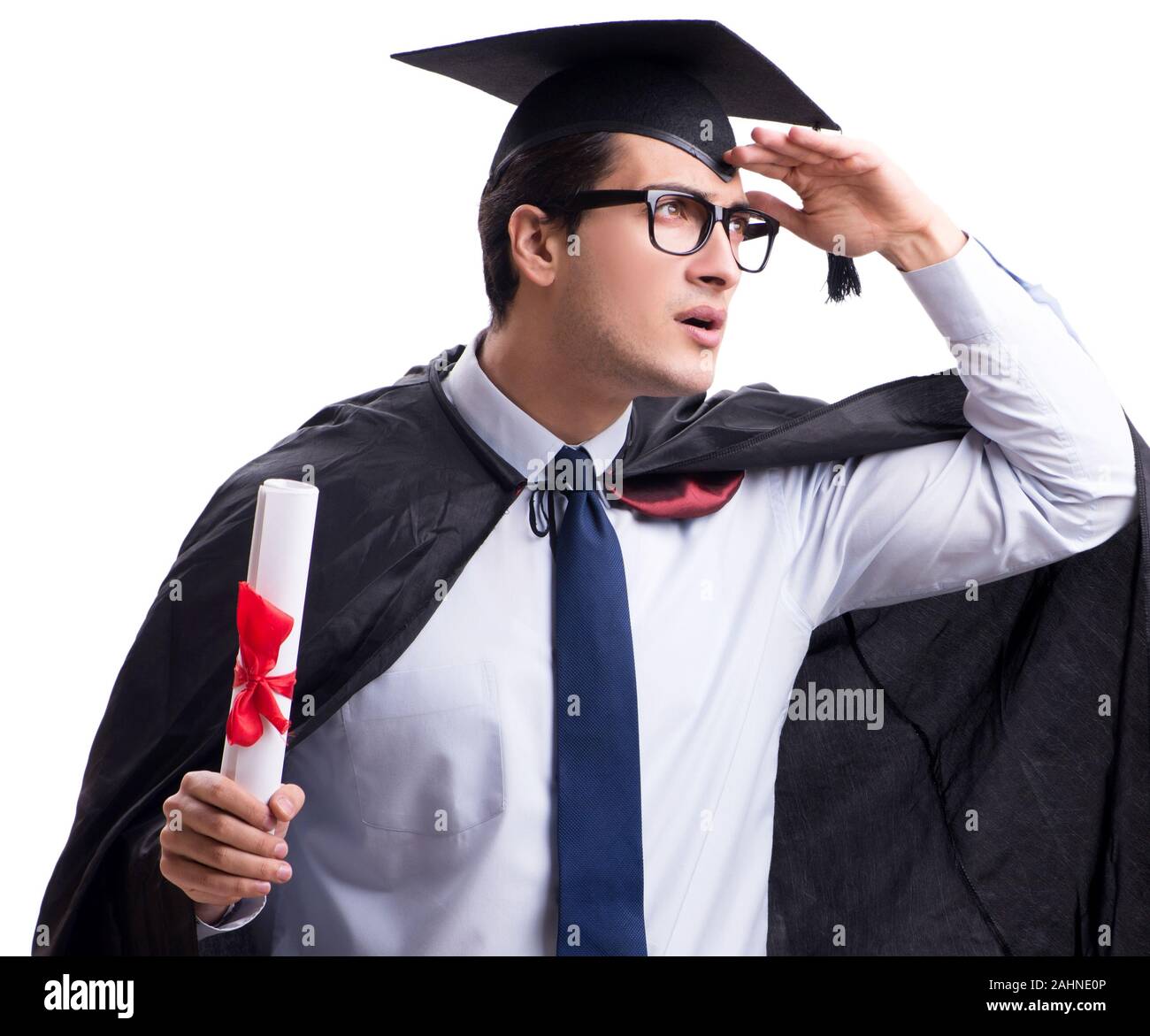 Student graduate isolated on white background Stock Photo - Alamy