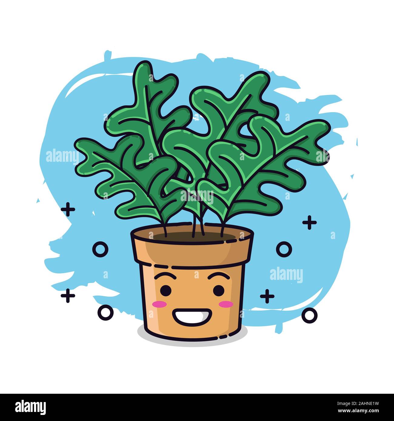 Cute green potted plant Cut Out Stock Images & Pictures - Alamy