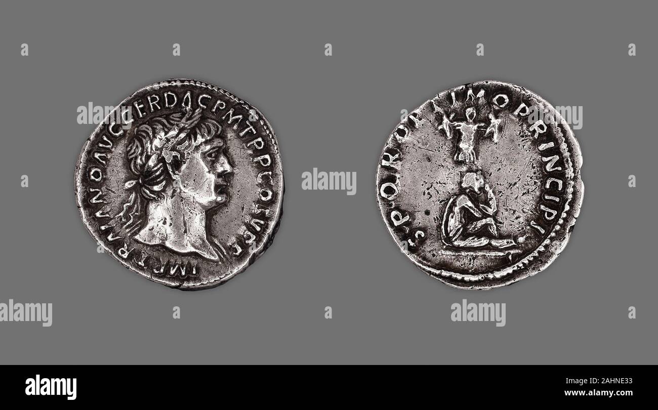 Ancient Roman. Denarius (Coin) Portraying Emperor Trajan. 103 AD–111 AD ...