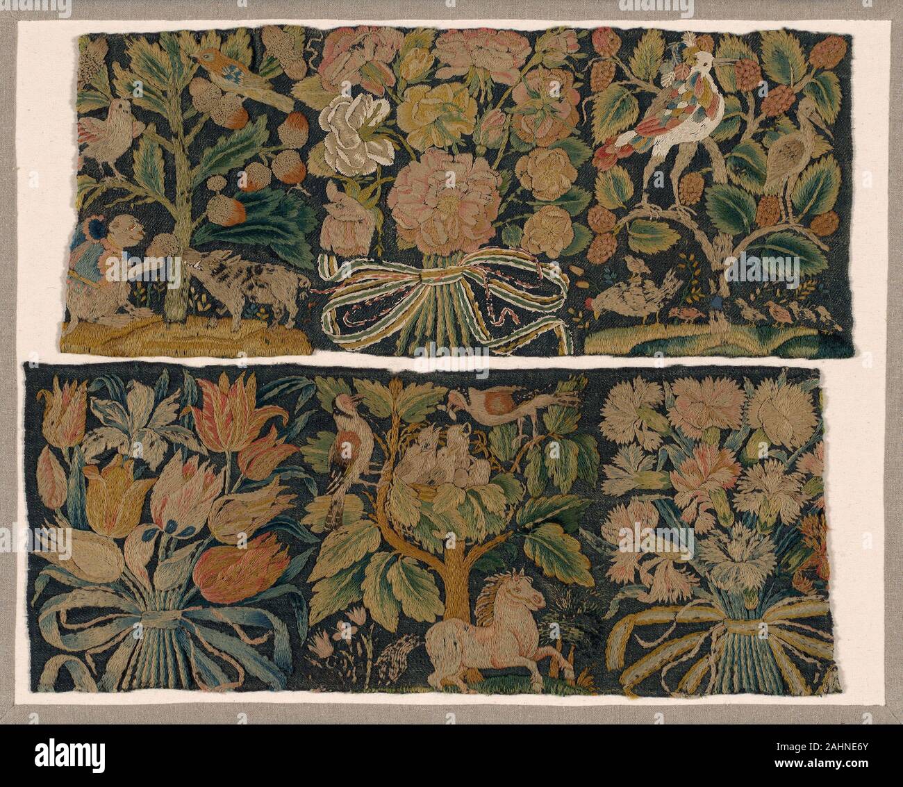 Two Fragments. 1665–1685. England. Wool, twill weave; embroidered with ...