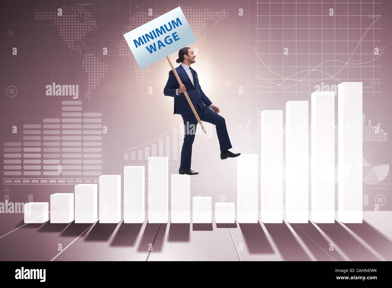 The concept of minimum wage with businessman Stock Photo - Alamy