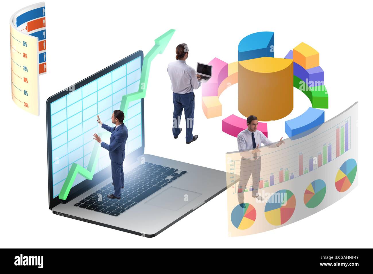 The trader working in technical visualization environment Stock Photo ...