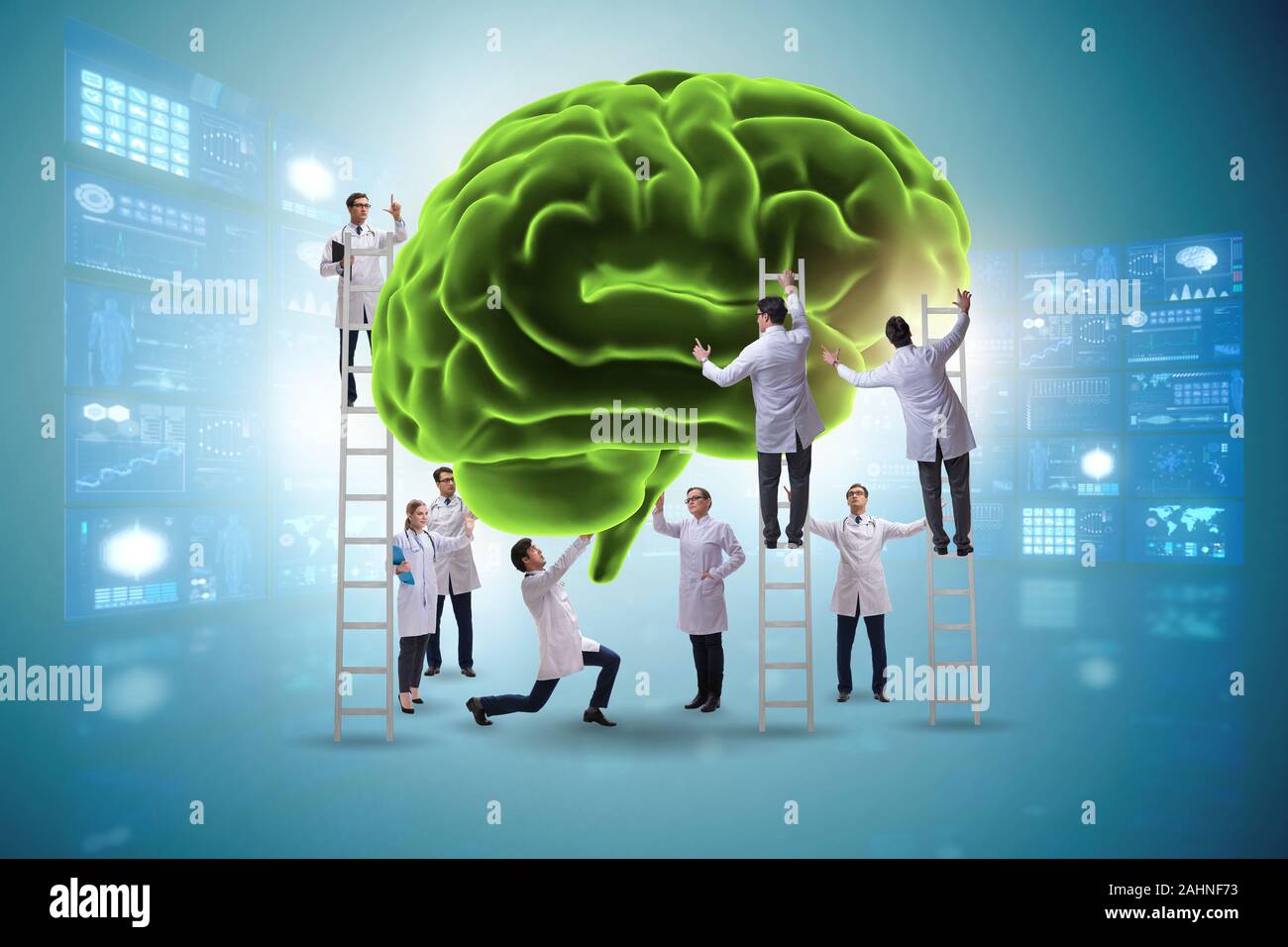The team of doctors examining human brain Stock Photo - Alamy