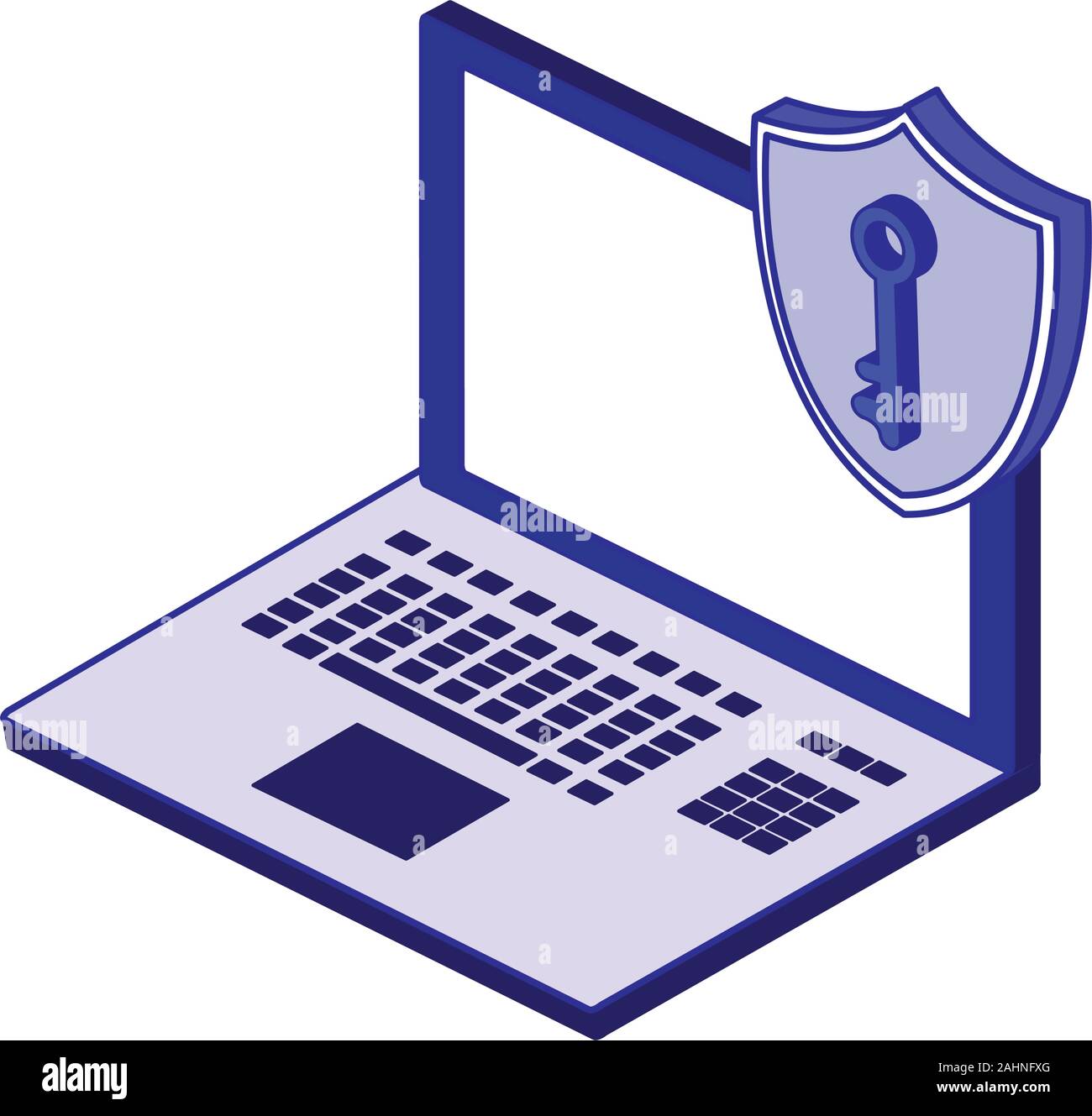 Laptop and key design of Security system warning protection danger web ...