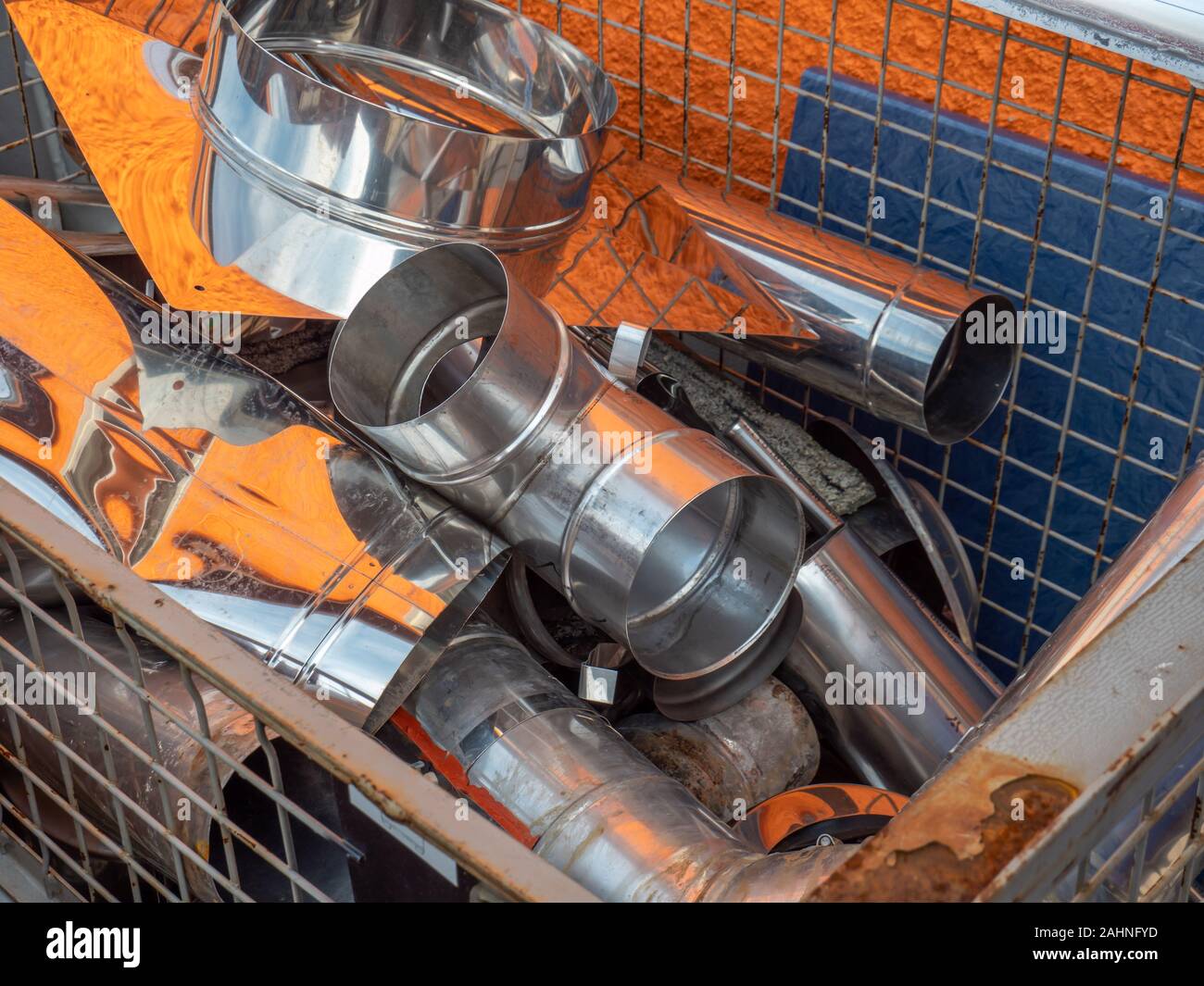 Metal in a container recycling yard Stock Photo - Alamy