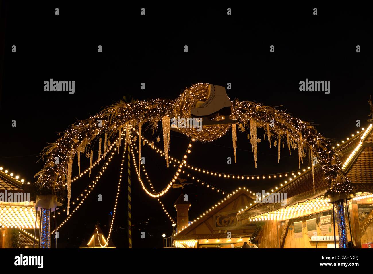 Entrance to Ice Rink at Stuttgart Christmas Market Stock Photo - Alamy