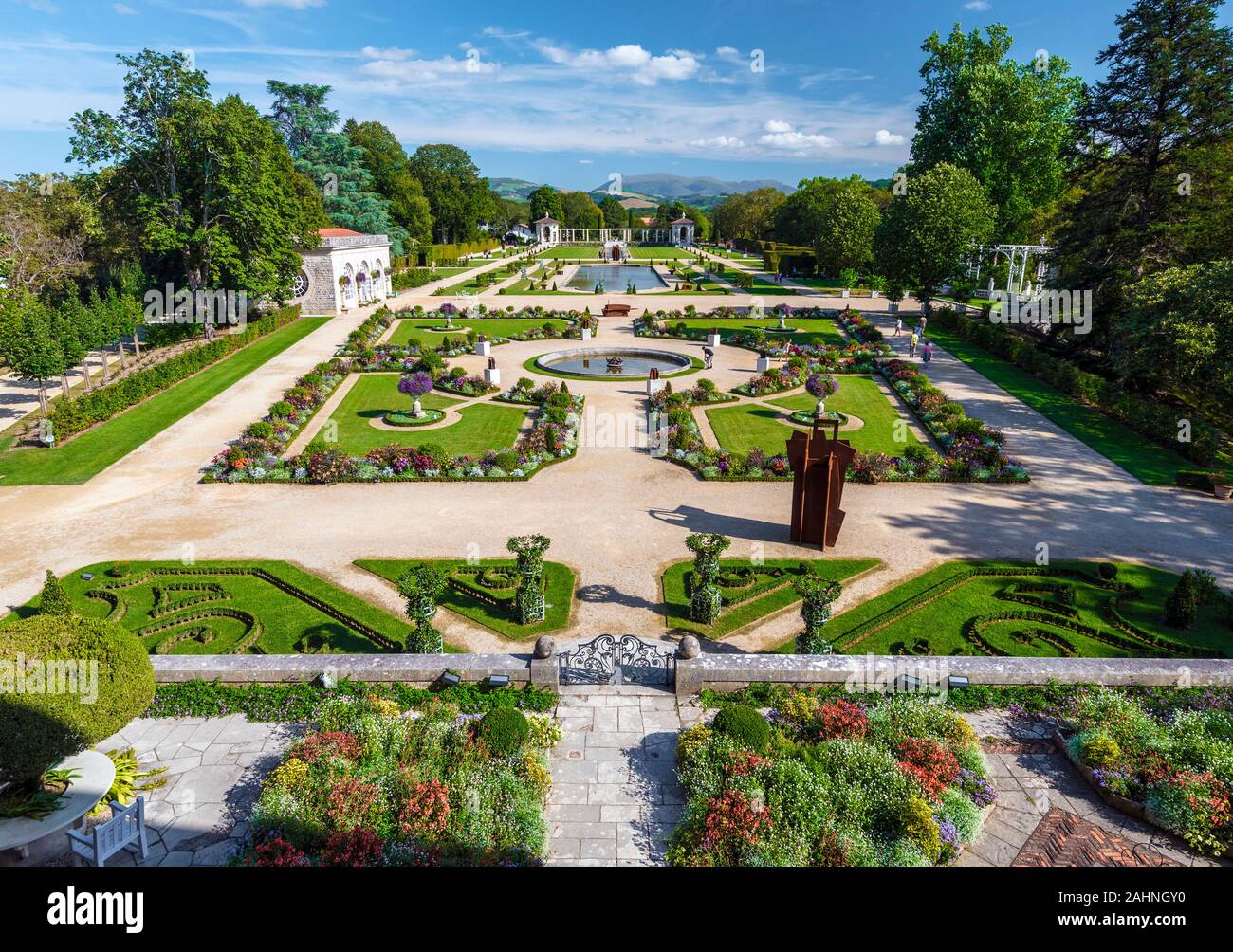French gardens of Villa Arnaga in Cambo-les-Bains, As seen from the ...