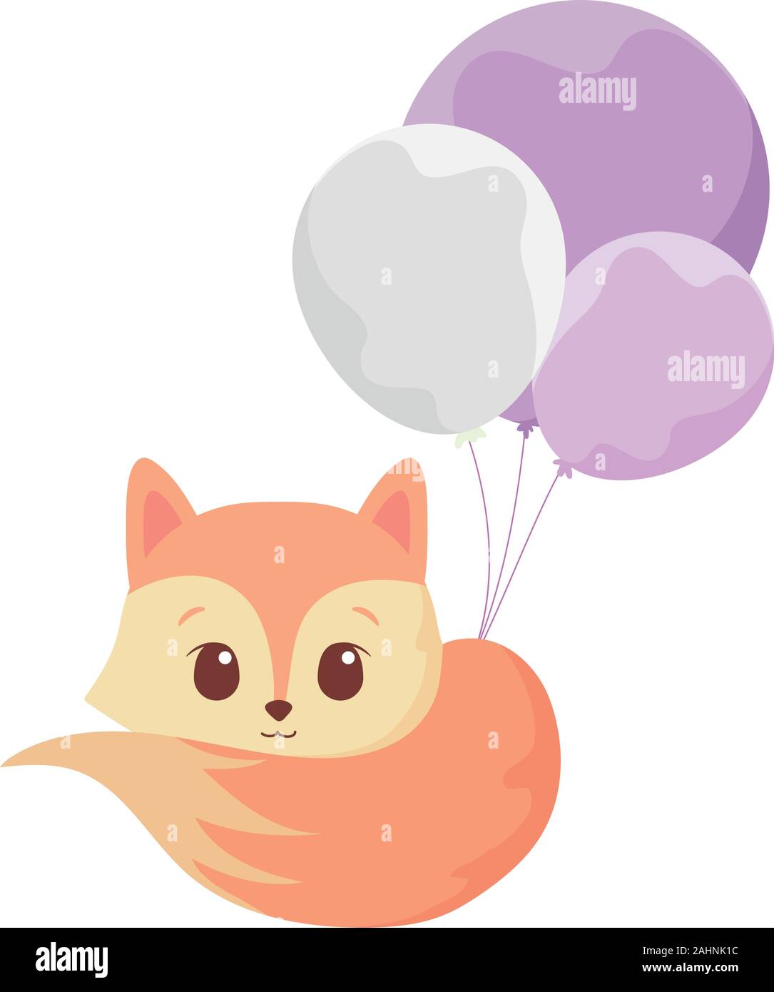 Cute fox cartoon with balloons design, Animal zoo life nature character ...