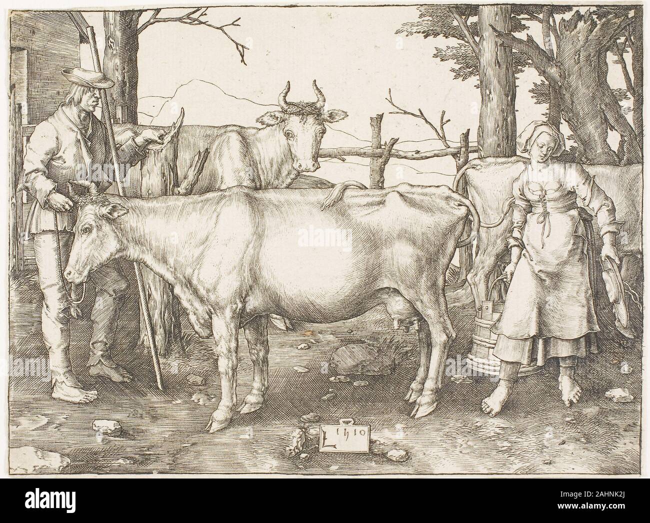 Lucas van Leyden. The Milkmaid. 1510. Netherlands. Engraving in black ...