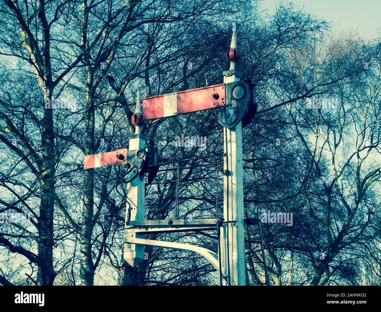 Retro Railway Signal, Didcot Parkway Centre, Oxfordshire, England, UK ...