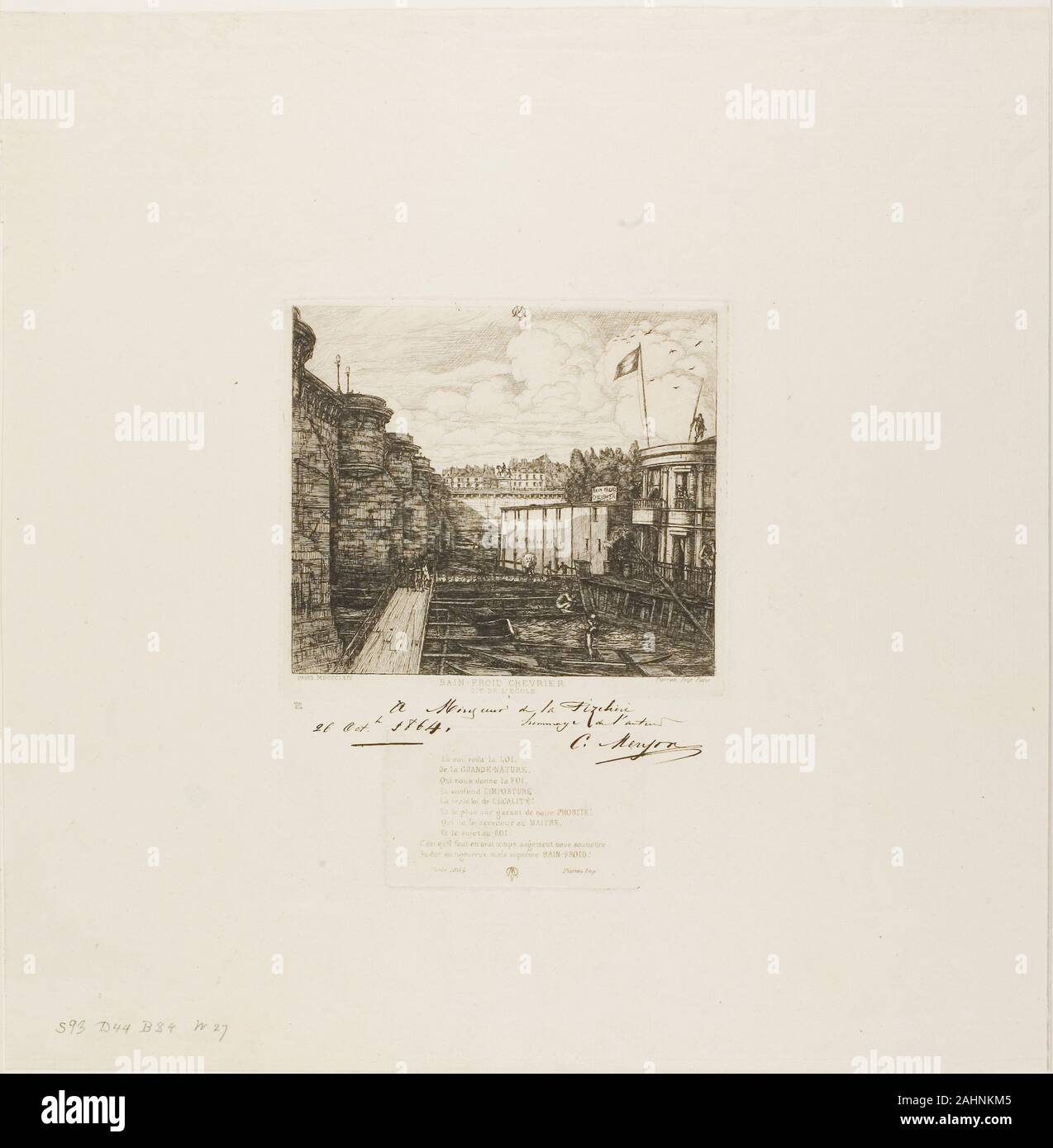 Charles Meryon. Chevrier's Cold Bath Establishment, Paris. 1864. France ...