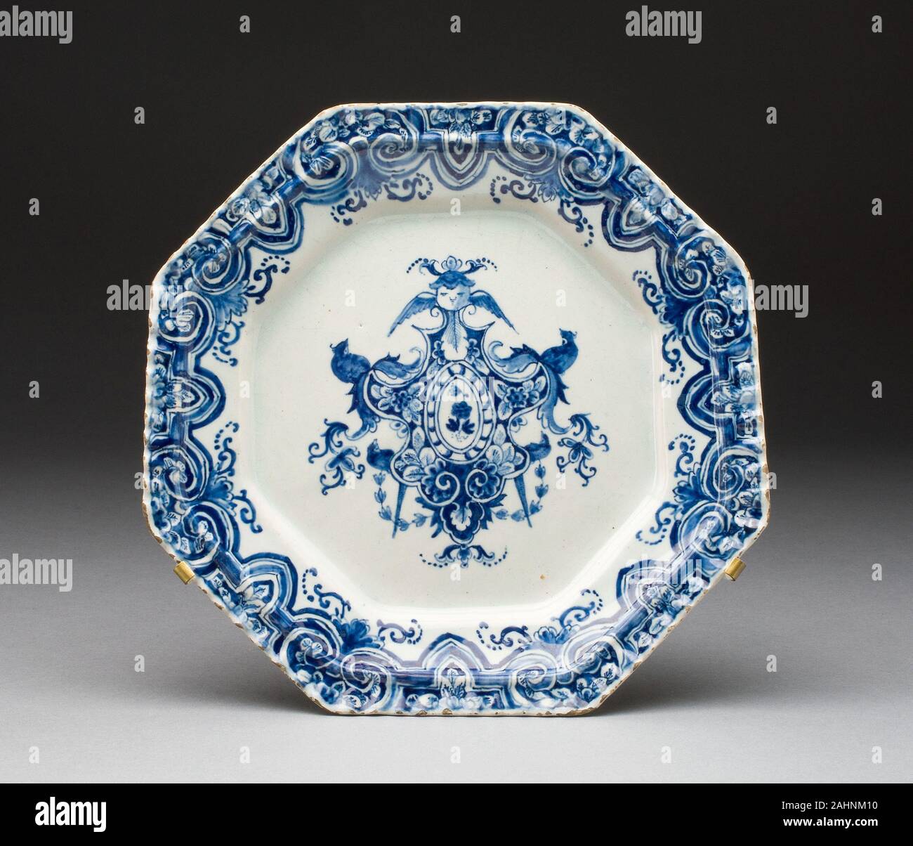 Plate. 1701–1800. Delft. Tin-glazed earthenware (Delftware Stock Photo ...