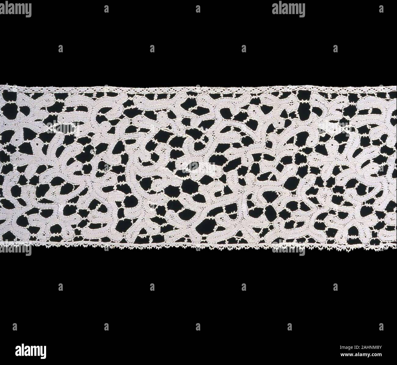 Linen bobbin part lace continuous clothwork tapes hi-res stock ...