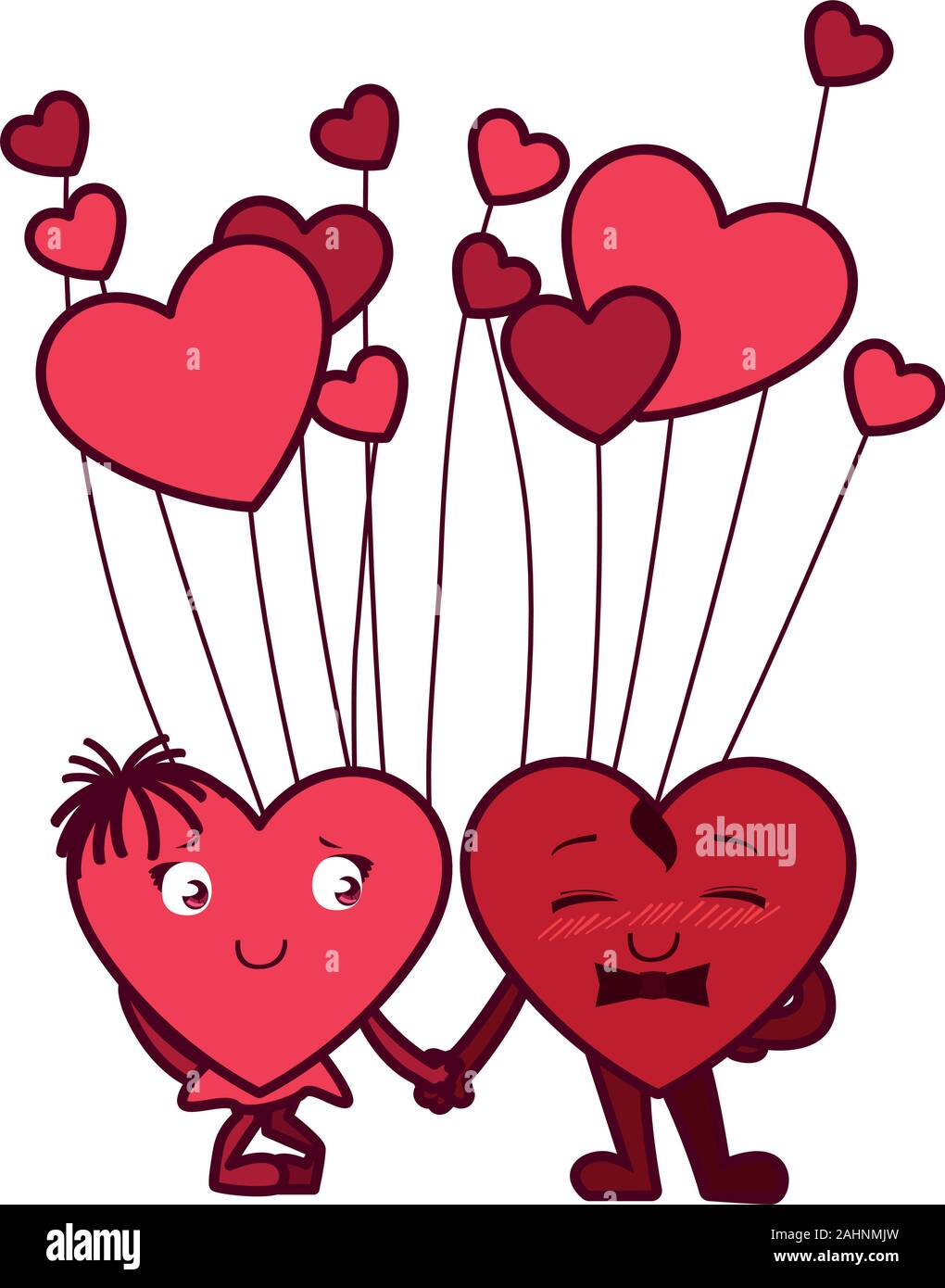 Female and male hearts couple cartoons design of love passion romantic ...