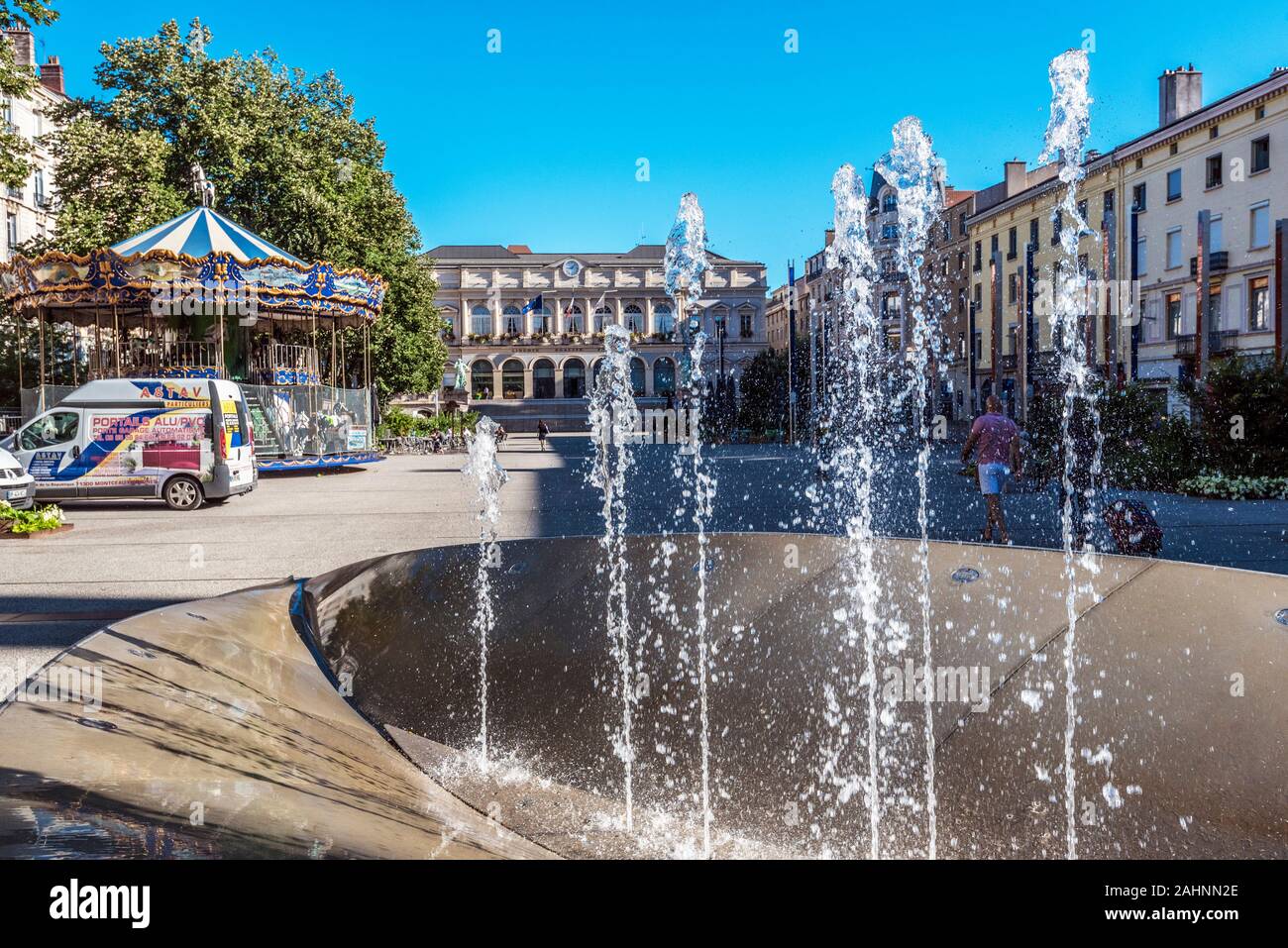 Saint-Etienne, France – July 29, 2019 The square of City Hall in Saint ...