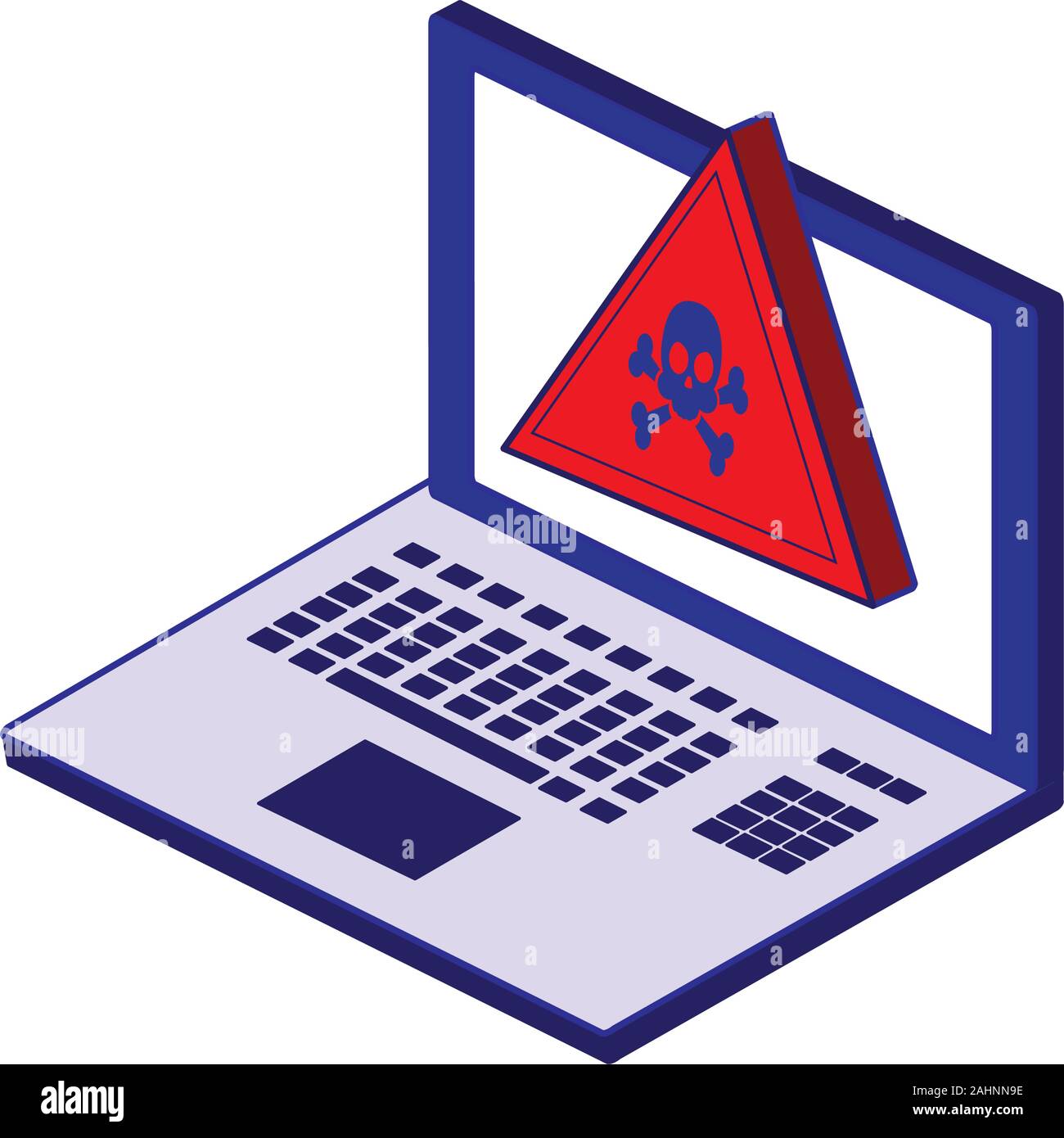Laptop and skull design of Security system warning protection danger ...