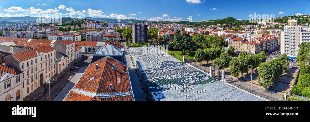 Panoramic view of Saint Etienne cityscape as seen from the tower of ...