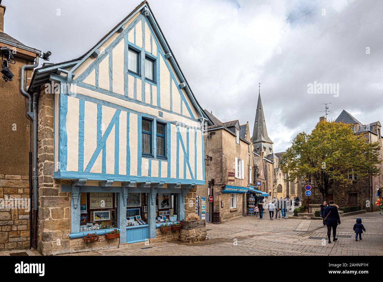 Guerande, France – November 1, 2018 Street view in medieval Guerande ...
