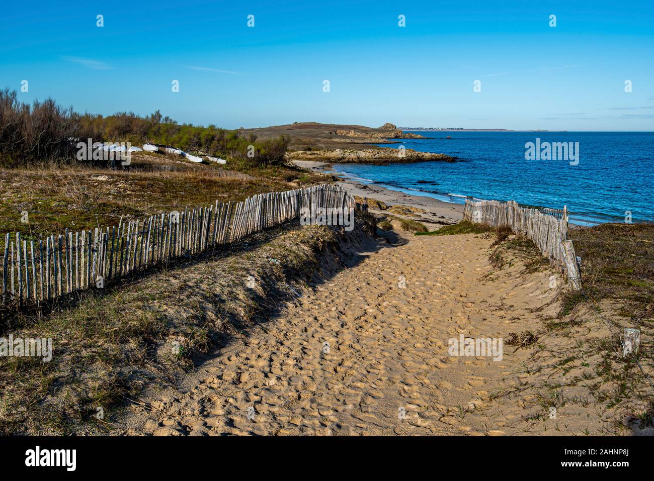 The walk pass to the beach in northwestern coastline of Hoedic island ...
