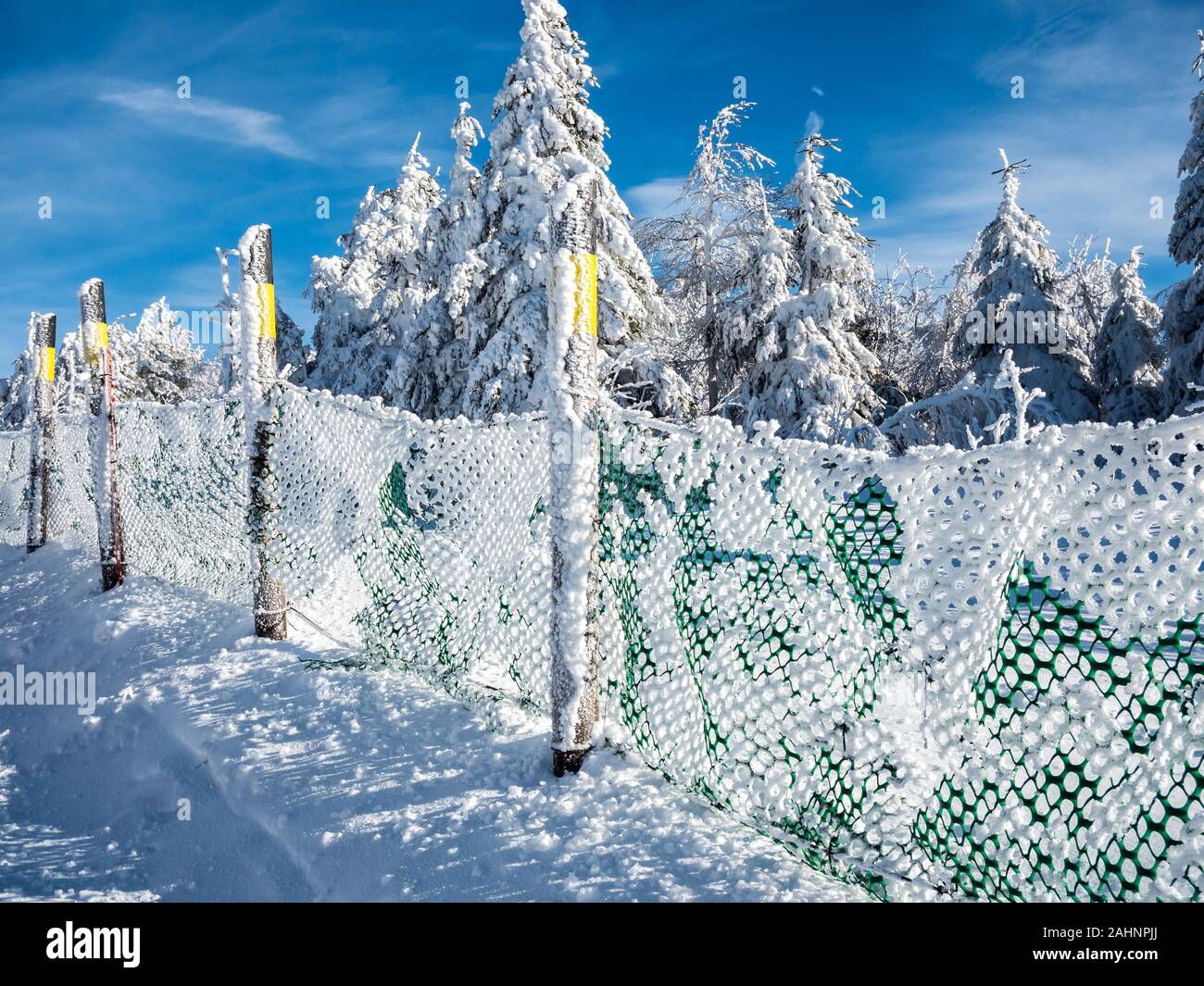 snow fence with snow Stock Photo - Alamy
