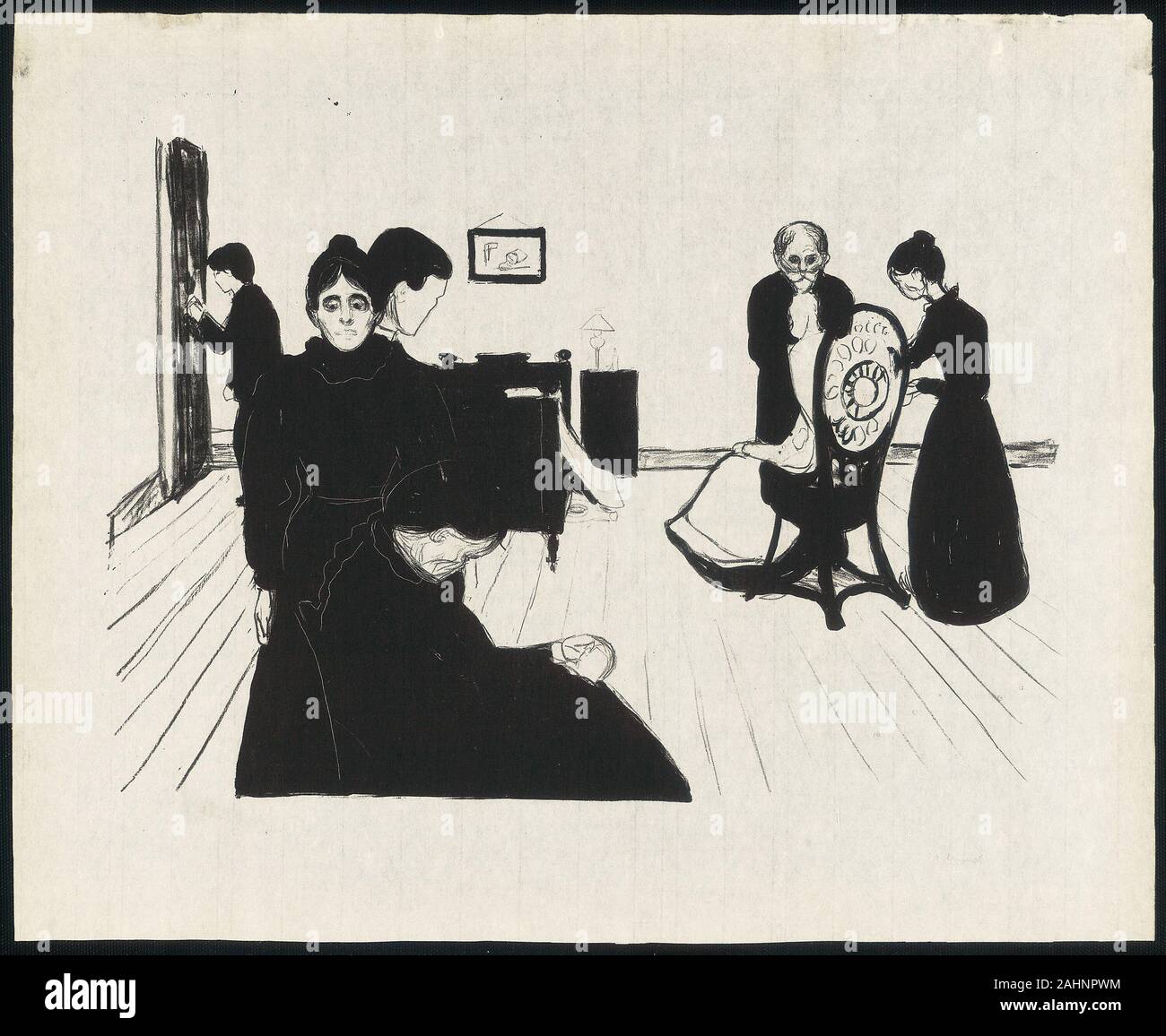 Edvard Munch. Death in the Sickroom. 1896. Norway. Lithograph in black ...