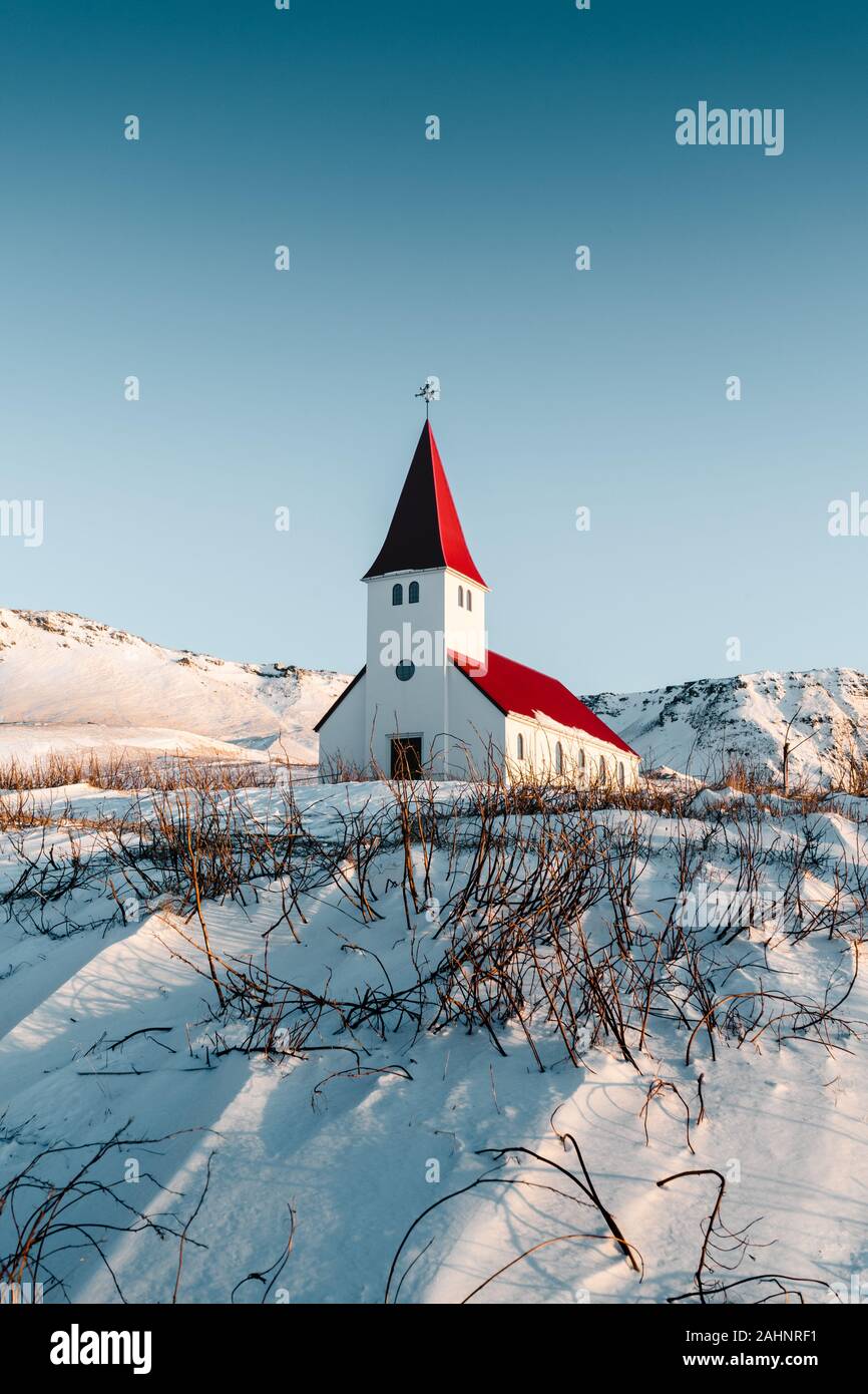 A typical church of Iceland. Very well composited Icelandic church in ...
