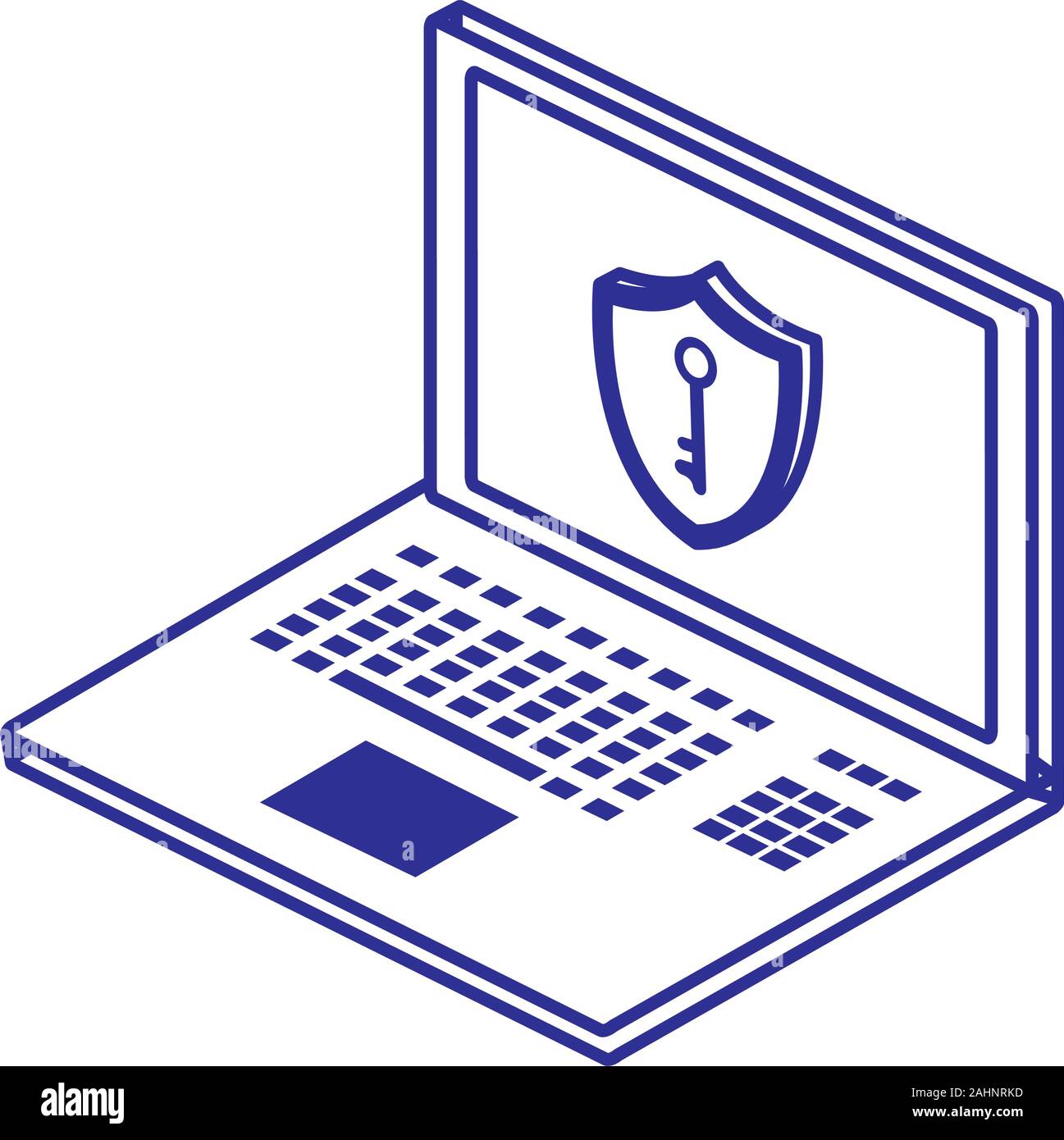 Laptop and key design of Security system warning protection danger web ...