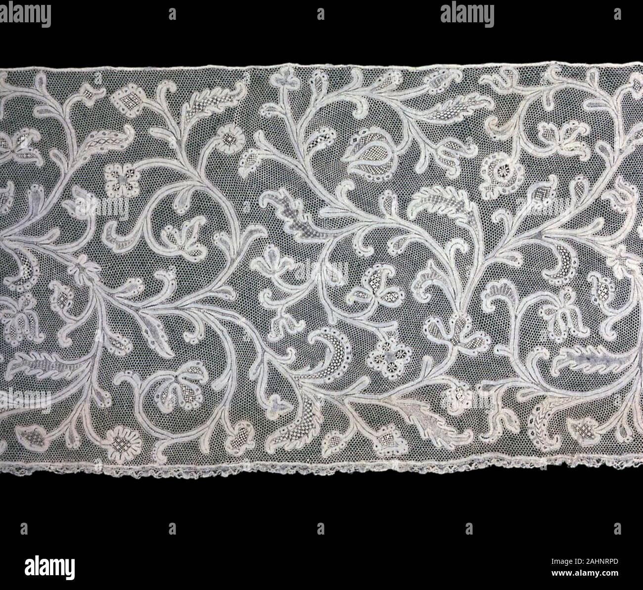 Linen bobbin part lace continuous clothwork tapes hi-res stock ...