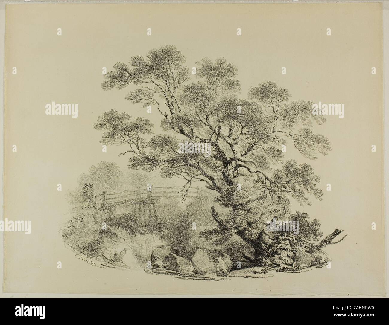 Francis Nicholson. Tree and Footbridge. 1820. England. Lithograph on ...