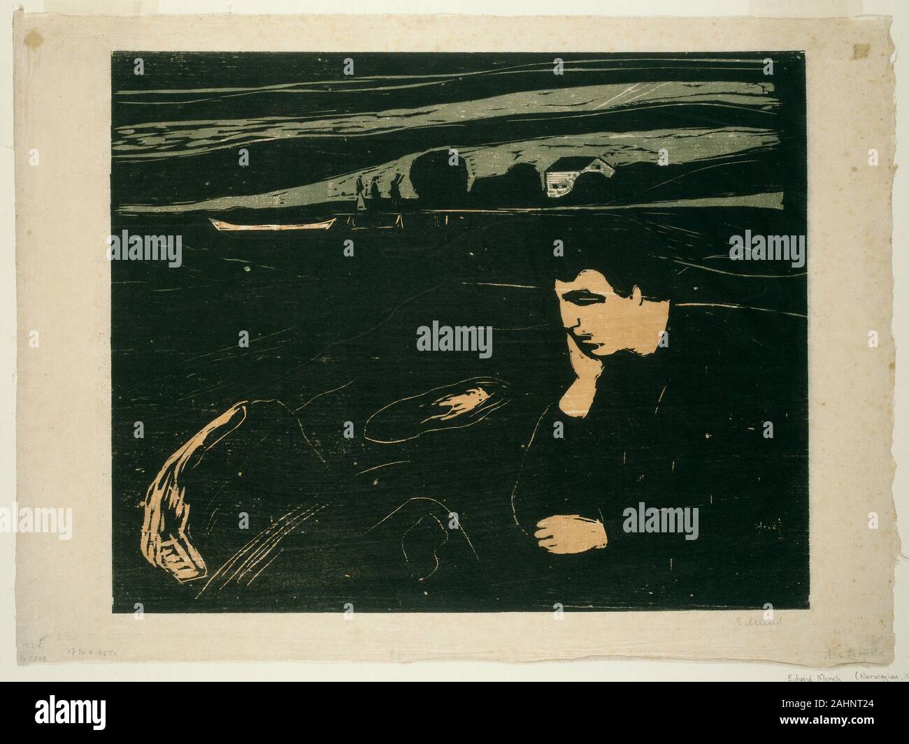 Edvard Munch. Melancholy III. 1915–1917. Norway. Color woodcut from two ...