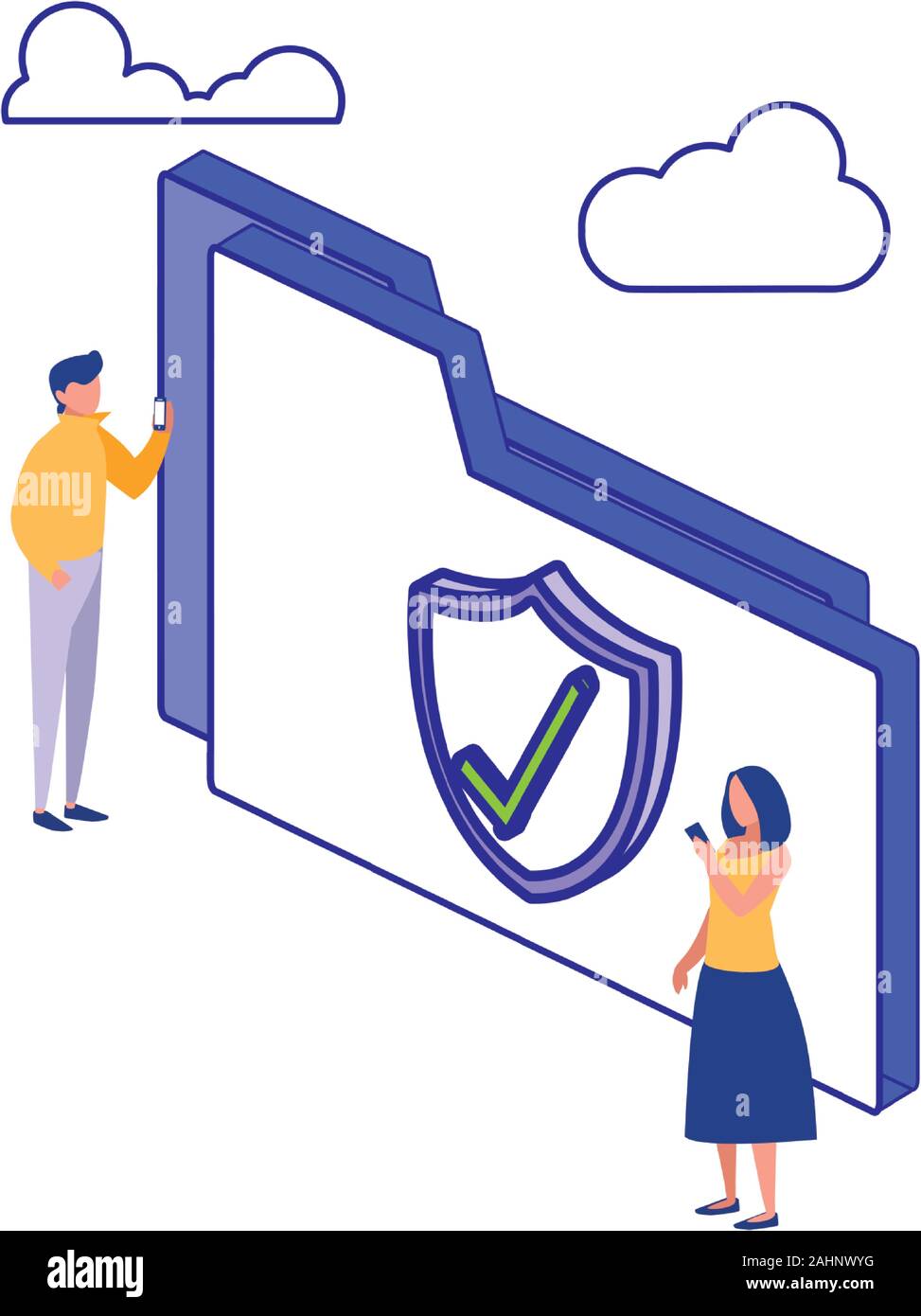 File people and shield design of Security system warning protection ...