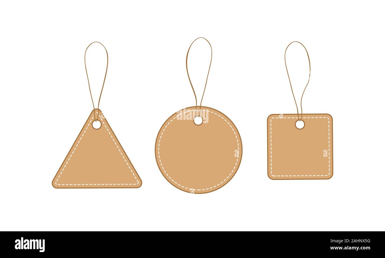 Set of labels with rope isolated on white background. Craft paper price ...