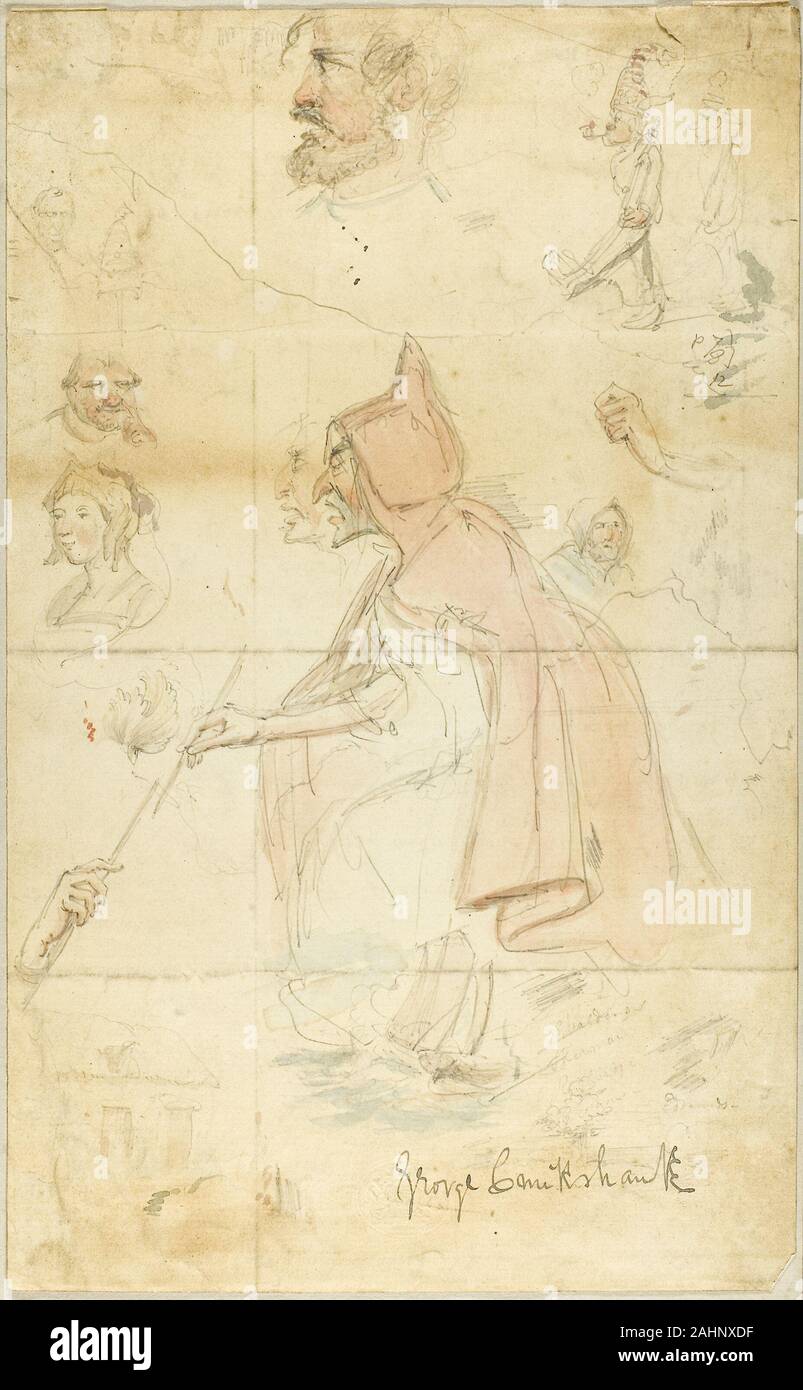 George Cruikshank. Mother Shipton (recto); Sheet of Sketches Fleur-de ...