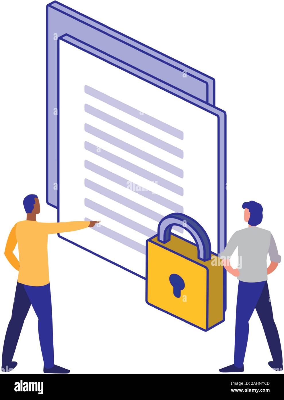 Men document and padlock design of Security system warning protection ...