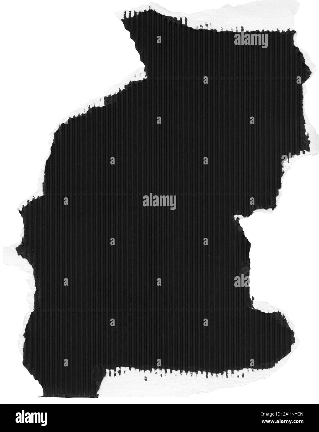 high resolution background scan of a piece of torn black corrugated ...