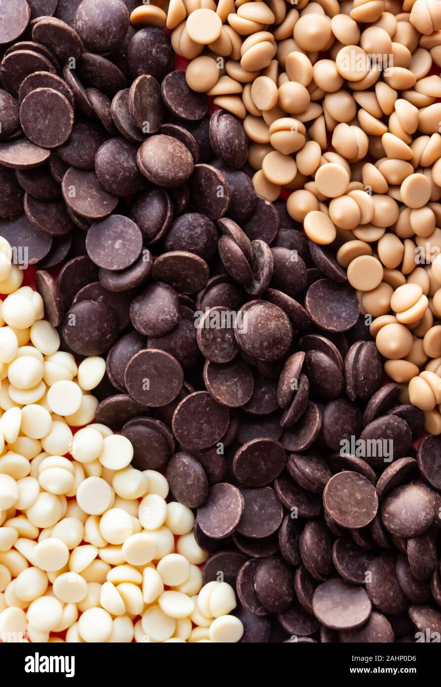 Three types of couverture chocolate Stock Photo - Alamy