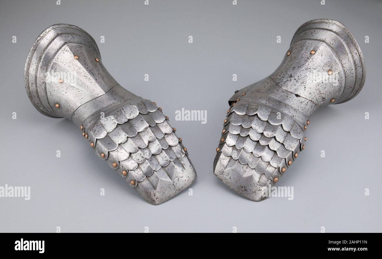 Pair of Mitten Gauntlets. 1490–1530. Flanders. Steel, leather, and ...