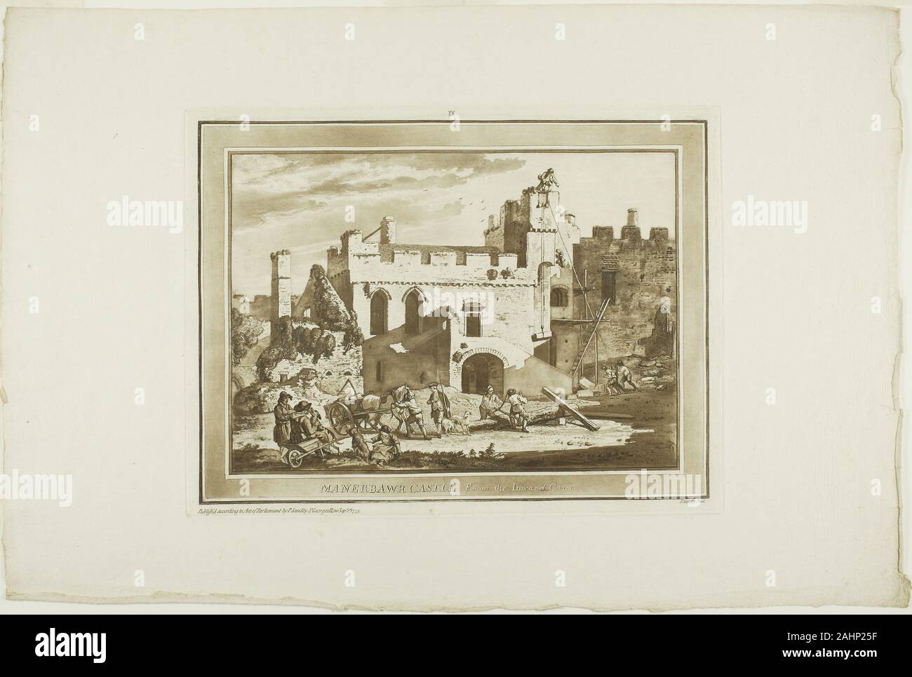 Paul Sandby. Manerbawr Castle, from Twelve Views in Aquatinta from ...