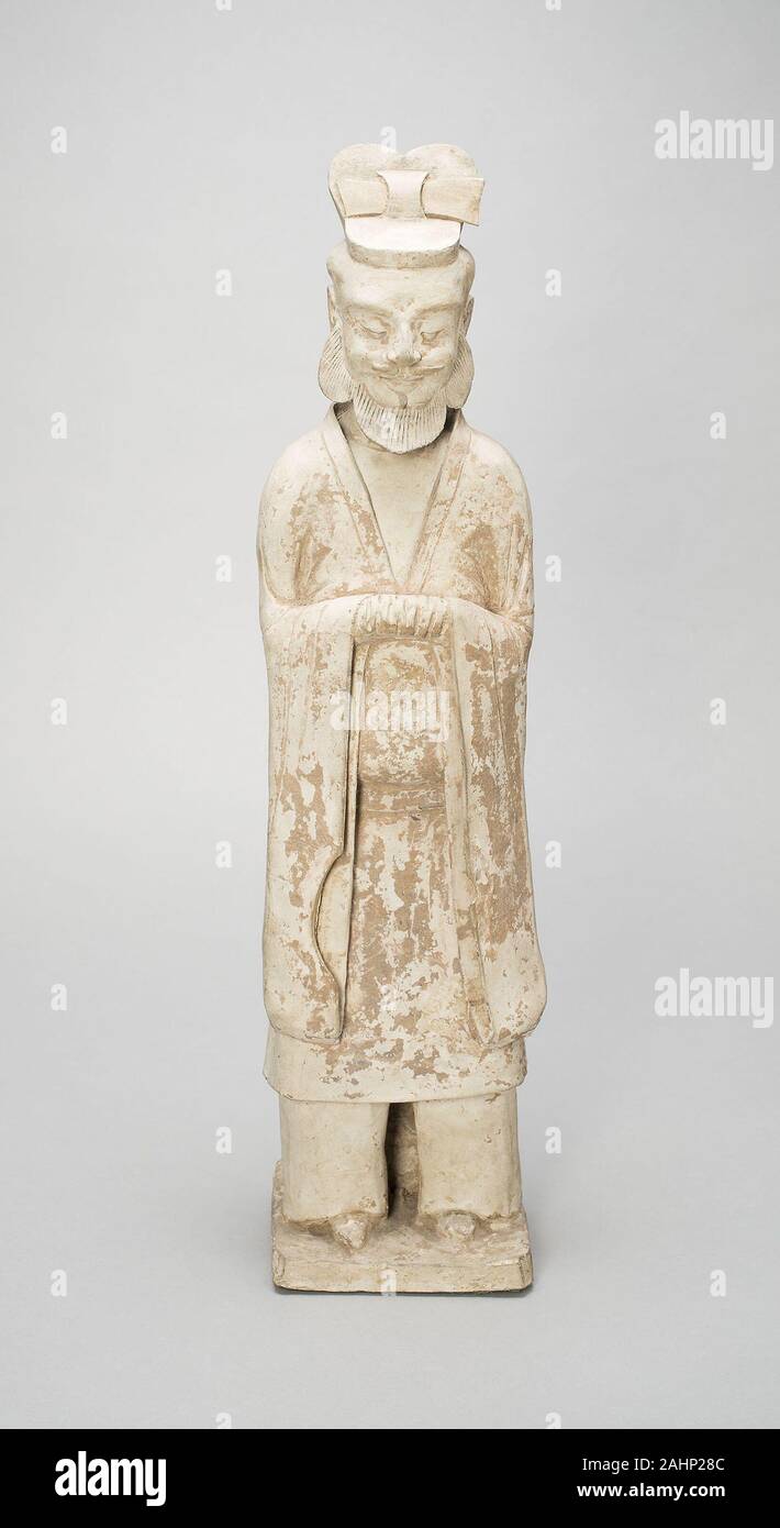 Standing Bearded Official. 618 AD–907 AD. China. Earthenware with ...