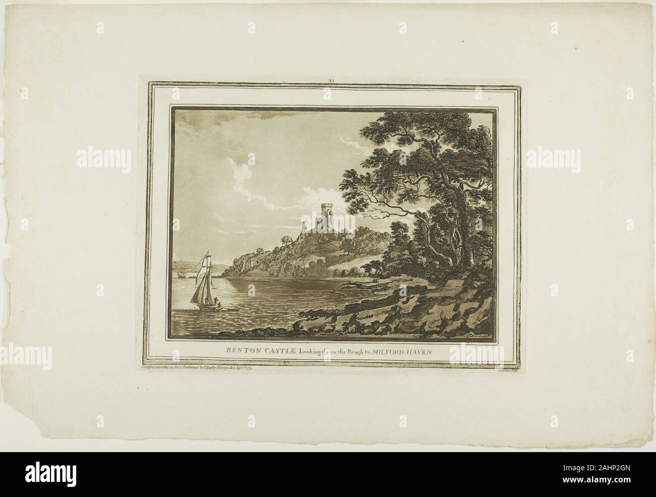 Paul Sandby. Benton Castle Looking down the Reach to Milford Haven ...