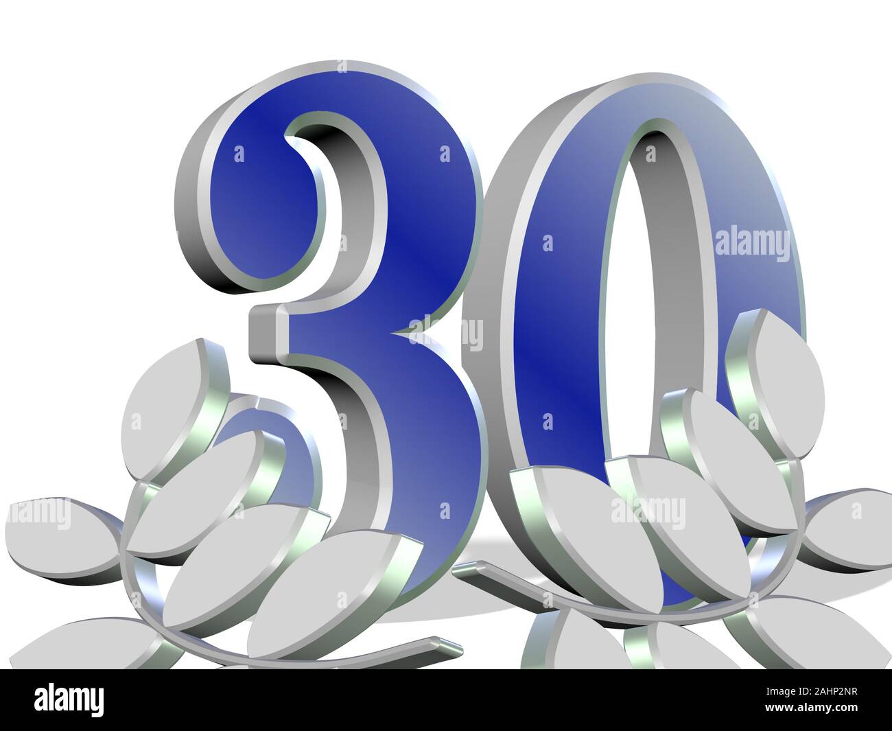 30 years, anniversary, bay leaves, 3d illustration Stock Photo - Alamy