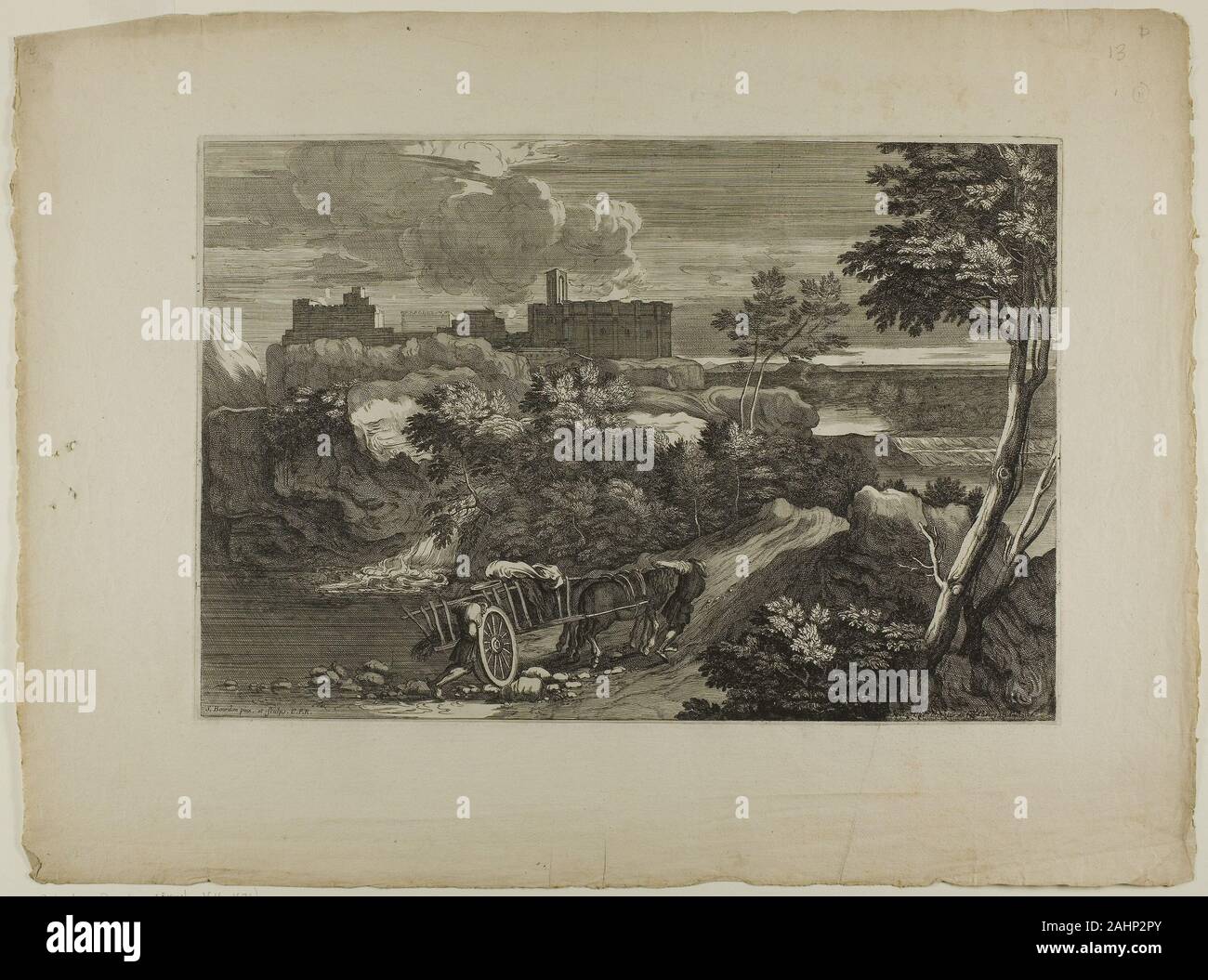 Sébastien Bourdon. Two Carters Pushing Their Cart and Animals. 1668 ...