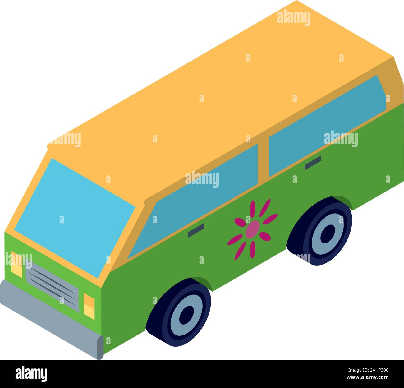 Isometric yellow van design, Transportation vehicle transport wheel ...