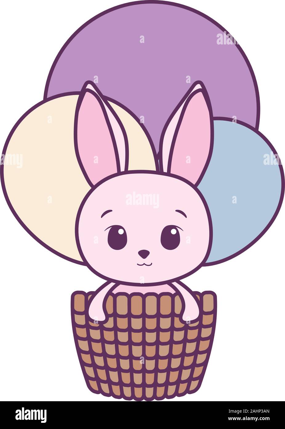 Cute rabbit cartoon inside basket design, Animal zoo life nature ...